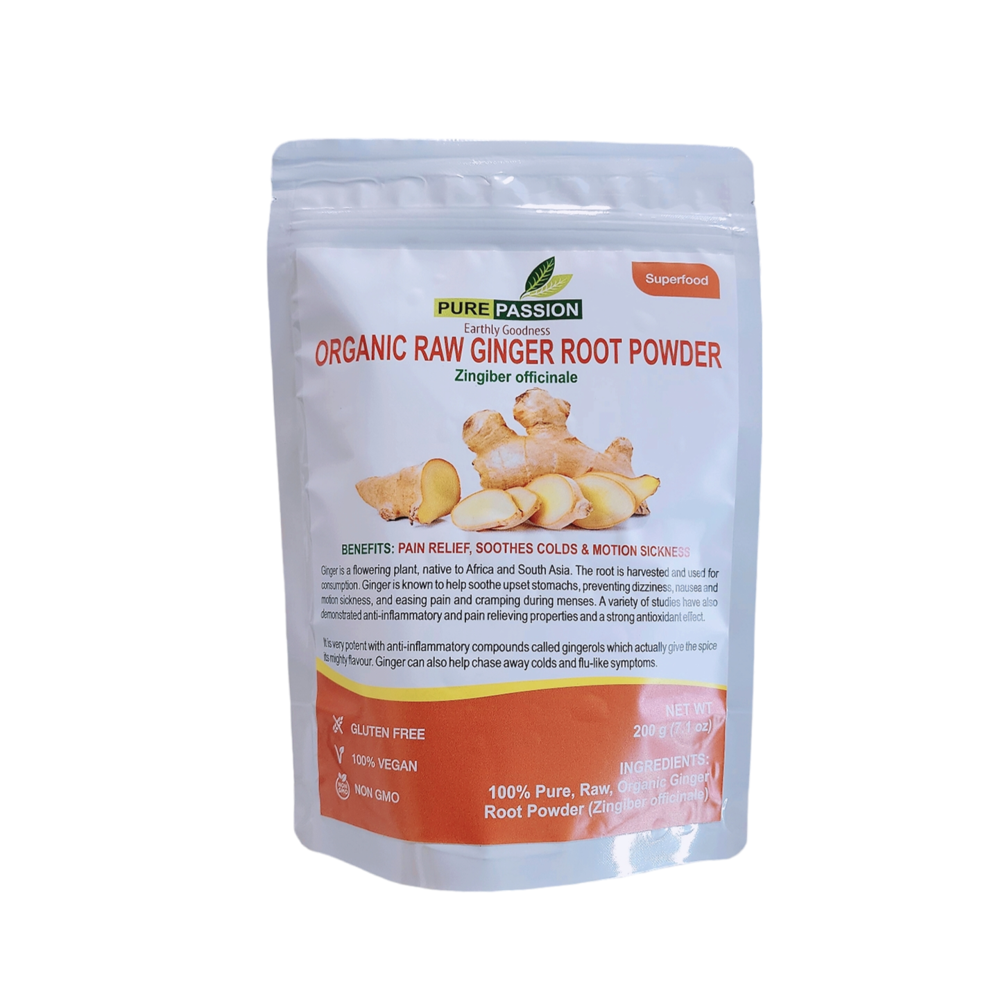 ORGANIC RAW GINGER ROOT POWDER (Zingiber officinale) - PurePassion